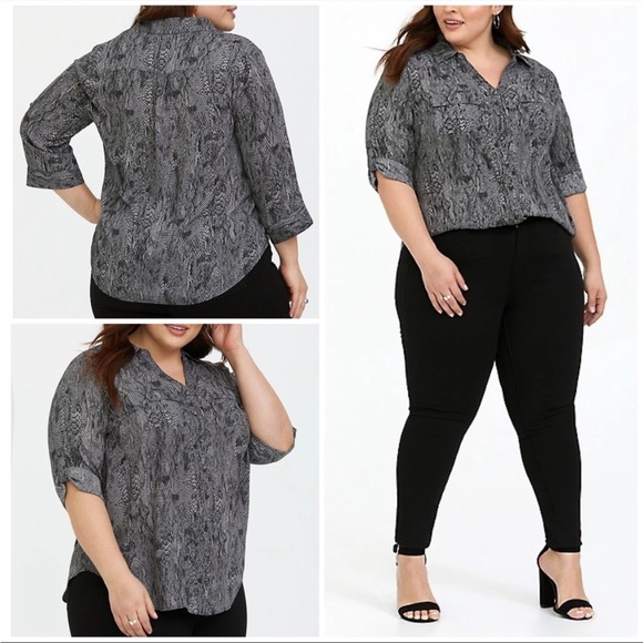 torrid | Tops | Torrid Snakeskin Print Georgette Button Front Top 6x ...